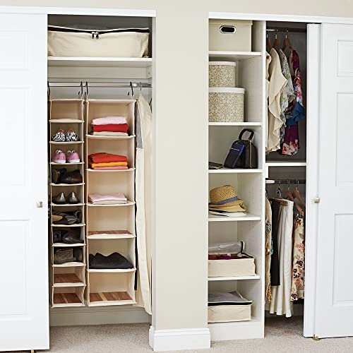 Household Essentials Cedarline 6-Shelf Hanging Closet Organizer, Heavy-Duty Cotton Canvas, Breathable, Versatile, Compact, Perfect for Rod or Wire Closets, Natural