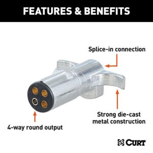 CURT 58061 Trailer-Side 4-Pin Round Wiring Harness Plug