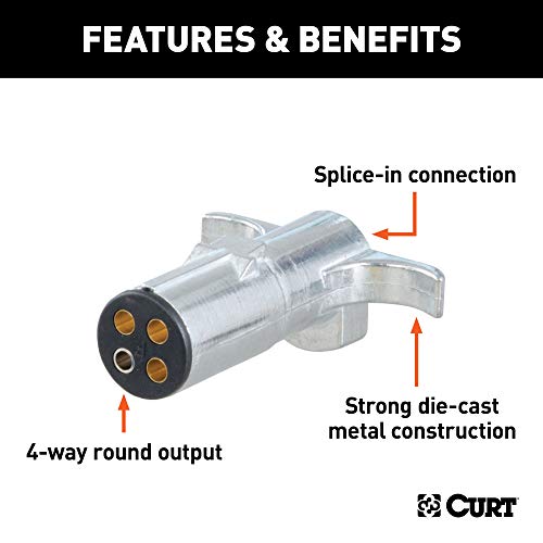 CURT 58061 Trailer-Side 4-Pin Round Wiring Harness Plug