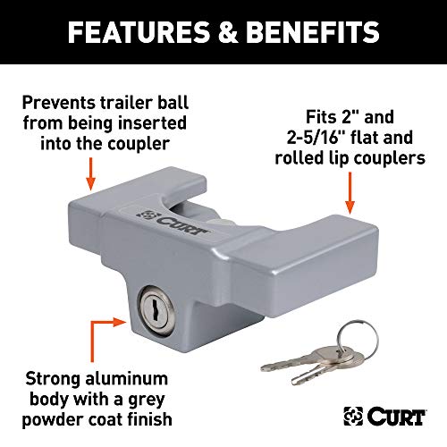 CURT 23081 Powder-Coated Aluminum Trailer Tongue Lock, 2-5/16-Inch Couplers