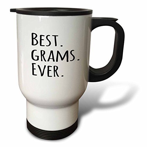 3dRose "Best Grams Ever Gifts for Grandmothers Grandma Nicknames Black Text Family Gifts" Travel Mug, 14 oz, Multicolor