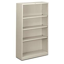 hon s60abcq four shelf metal bookcase, 34-1/2w x 12-5/8d x 59h, light gray