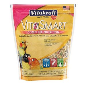 vitakraft vita smart gourmet cockatiel and lovebird food - vitamin-fortified - daily pet bird food 4 pound (pack of 1)