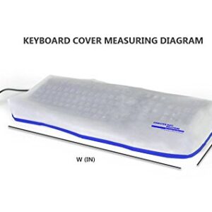 COMPUTER DUST SOLUTIONS Keyboard Dust Cover, Covers Standard Size PC Keyboards, Silky Smooth Antistatic Vinyl, Translucent Coconut Cream Color with Blue Trim, Larger, (18W x2H x7D)