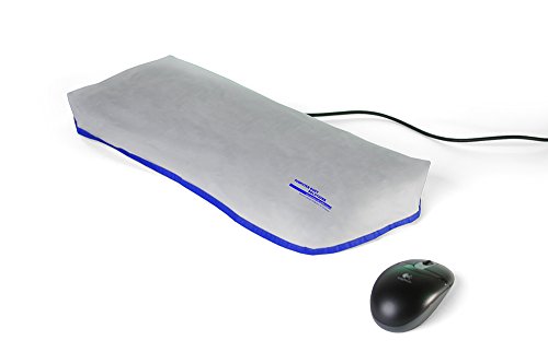 COMPUTER DUST SOLUTIONS Keyboard Dust Cover, Covers Standard Size PC Keyboards, Silky Smooth Antistatic Vinyl, Translucent Coconut Cream Color with Blue Trim, Larger, (18W x2H x7D)