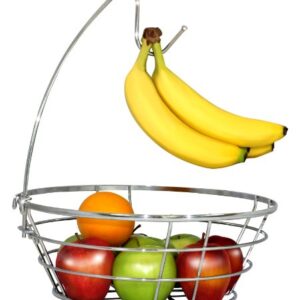 DecoBros Wire Fruit Tree Bowl with Banana Hanger, Chrome Finish