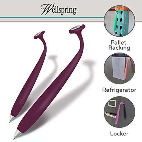 Wellspring Wiggle Pen - Magnetic Pens For Fridge And Other Magnetic Surfaces, For Making Quick Notes Or Lists, Use With A Grocery List Magnet Pad For Fridge (Amethyst)