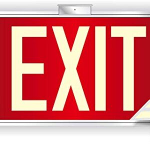 Photoluminescent Exit Sign Red - Framed Flag/Ceiling Mount (Removable Arrows) Code Approved UL 924 / IBC/NFPA/Part Number FRUL-BR-050-R