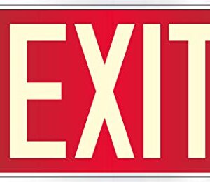 Photoluminescent Exit Sign Red - Framed Flag/Ceiling Mount (Removable Arrows) Code Approved UL 924 / IBC/NFPA/Part Number FRUL-BR-050-R