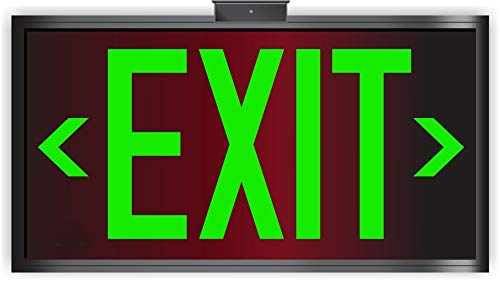 Photoluminescent Exit Sign Red - Framed Flag/Ceiling Mount (Removable Arrows) Code Approved UL 924 / IBC/NFPA/Part Number FRUL-BR-050-R