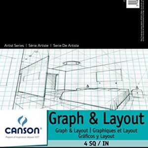 Canson Artist Series Graph and Layout Paper, 4 by 4 Blue Grid, Foldover Pad, 8.5x11 inches, 40 Sheets (20lb/75g) - Artist Paper for Adults and Students - Colored Pencil, Marker, Ink, Pen