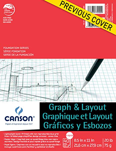 Canson Artist Series Graph and Layout Paper, 4 by 4 Blue Grid, Foldover Pad, 8.5x11 inches, 40 Sheets (20lb/75g) - Artist Paper for Adults and Students - Colored Pencil, Marker, Ink, Pen