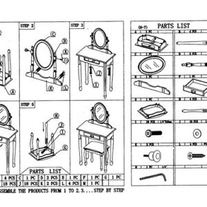 Frenchi Home Furnishing Vanity Set with Stool and Mirror