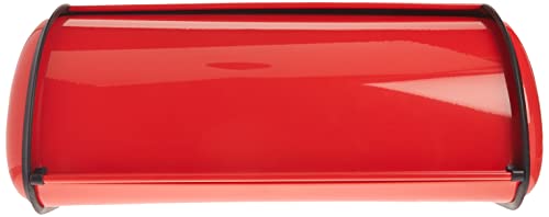 Home Basics Stainless Steel Bread Box with Roll Up Lid, For Easy Kitchen Counter Storage, Bread Bin Holder, Red