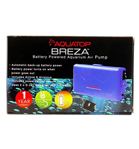 Aquatop BREZA Battery Powered Air Pump with AC Power Failure Sensor – Automatic Backup Power System, Aquarium Air Pump, Versatile & Portable For Aquatic Transport, AC-DC-One