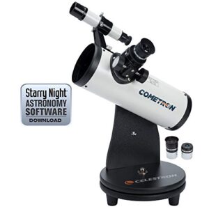 celestron – 76mm cometron firstscope – compact and portable tabletop dobsonian telescope – ideal telescope for beginners – includes 5x24 finderscope – bonus astronomy software package