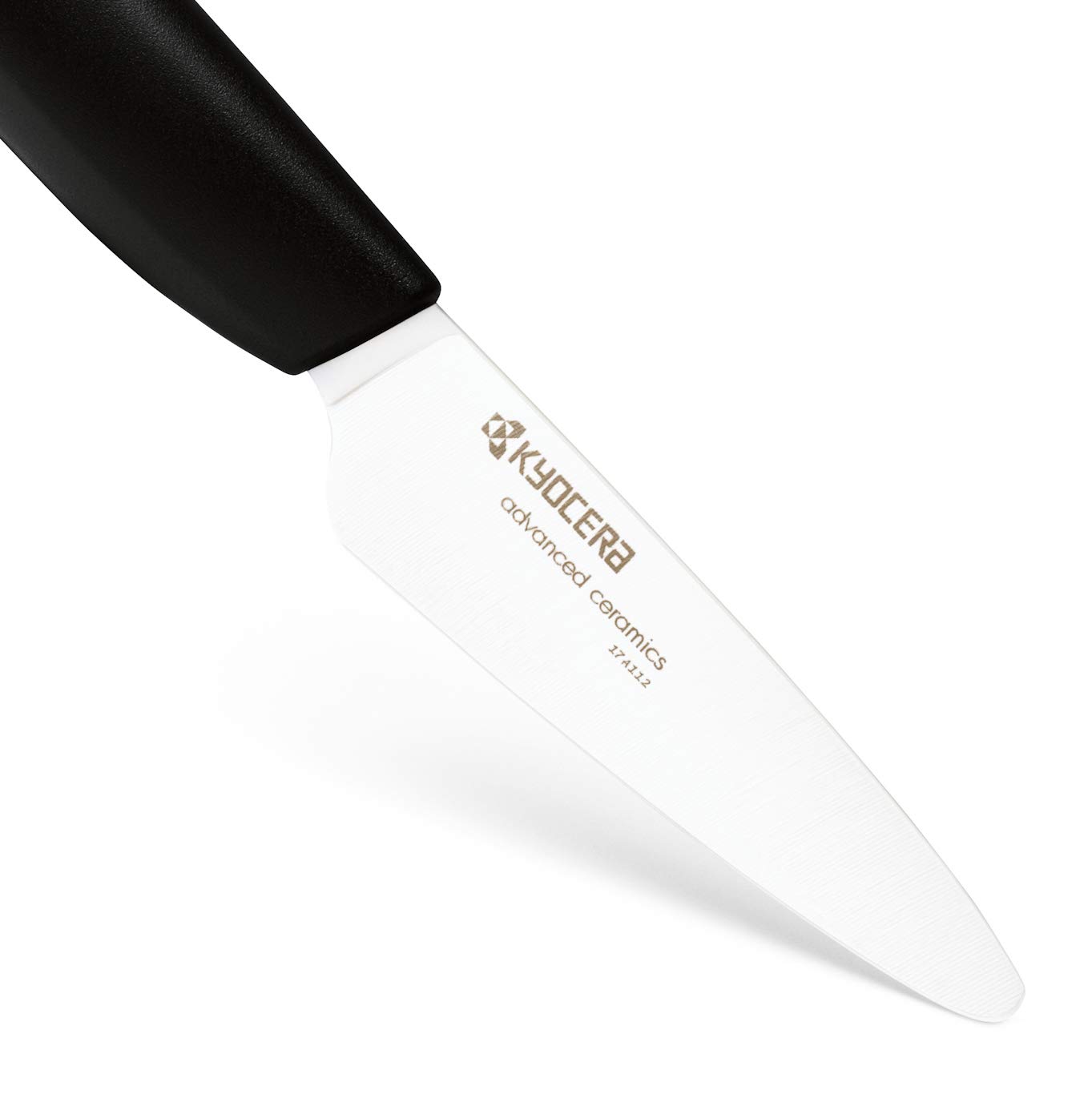 Kyocera Advanced Ceramics – Revolution Series 3-Piece Ceramic Knife Set: Includes 6-inch Chef's Knife; 5-inch Micro Serrated Knife; and 3-inch Paring Knife; Black Handles with White Blades