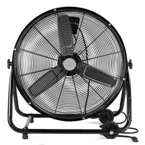 xtremepowerus industrial fan 24" inch high velocity floor fan rolling drum shop fan garage adjustable speed air flow built-in wheel