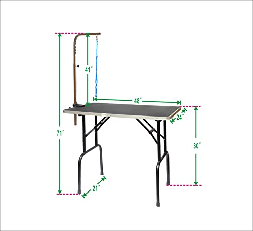 Go Pet Club Pet Dog Grooming Table with Arm, 48-Inch