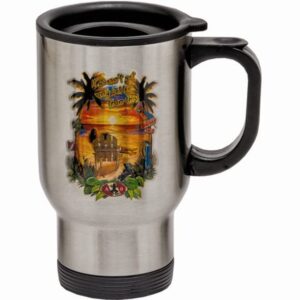 aqua leisure stainless steel travel mug, a/o sunset beach