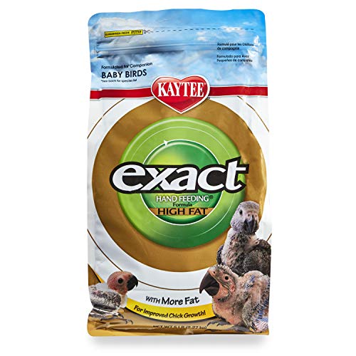 Kaytee Exact Hand Feeding High Fat Formula Pet Bird Baby Food For Parrots, Parakeets, Lovebirds, Cockatiels, Conures, Cockatoos, and Macaws, 5 Pound