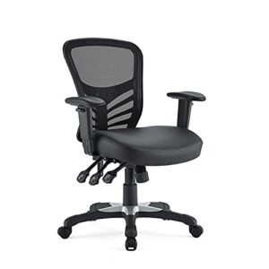 modway articulate mesh office chair with fully adjustable vegan leather seat in black