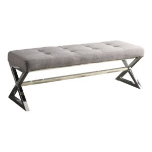 homelegance metal base bench, grey