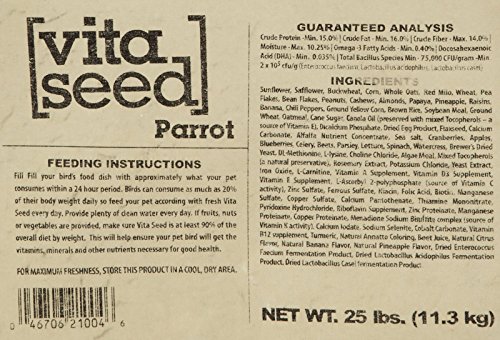 Higgins 466145 Vita Seed Parrot Food For Birds, 25-Pound