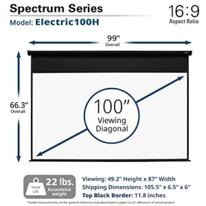 Elite Screens Spectrum, 100-inch Diag 16:9, Electric Motorized 4K/8K Ready Drop Down Projector Screen, ELECTRIC100H