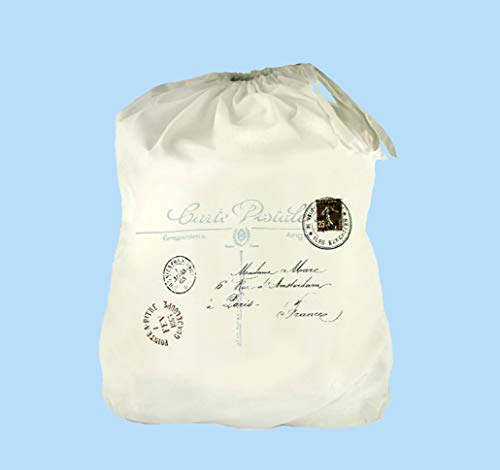 Vintage House Postale Laundry Bag Extra Large Cotton Heavy Duty 28 x 35 inches with Drawstring Closure