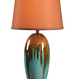 Kenroy Home 32366TEAL Tucson End Table Lamp, Teal Ceramic Glaze Large