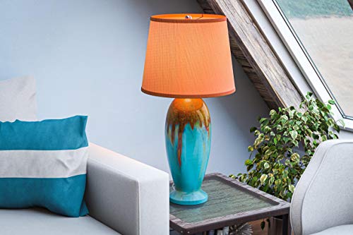 Kenroy Home 32366TEAL Tucson End Table Lamp, Teal Ceramic Glaze Large