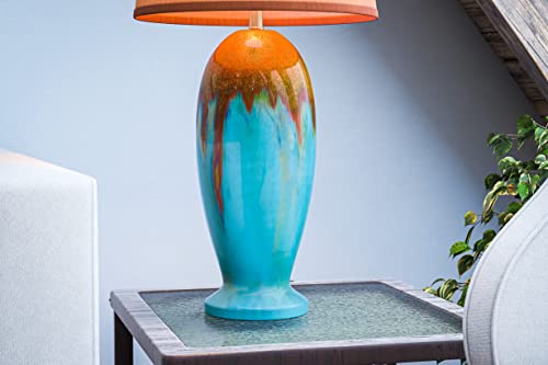 Kenroy Home 32366TEAL Tucson End Table Lamp, Teal Ceramic Glaze Large