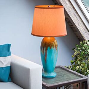 Kenroy Home 32366TEAL Tucson End Table Lamp, Teal Ceramic Glaze Large