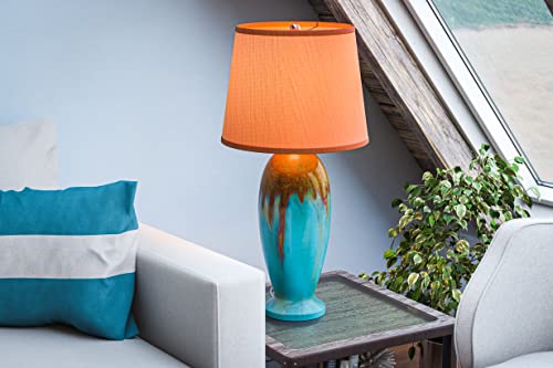 Kenroy Home 32366TEAL Tucson End Table Lamp, Teal Ceramic Glaze Large