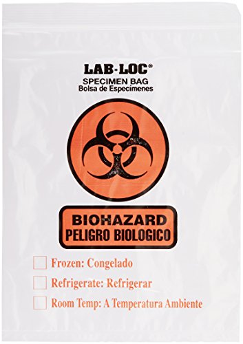 Biohazard Specimen Bags Ziploc 8x10 25/pkg