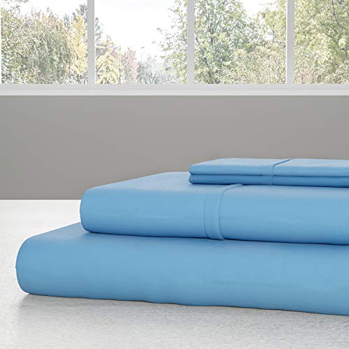 Bedford Home Series 1200 3 Piece Twin Sheet Blue Sheet & Pillowcase Sets