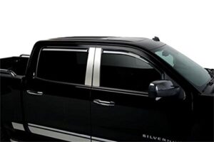 putco element tinted window deflectors - fits chevy silverado/gmc sierra 2014-2019 crew cab - in channel installation - front & rear set