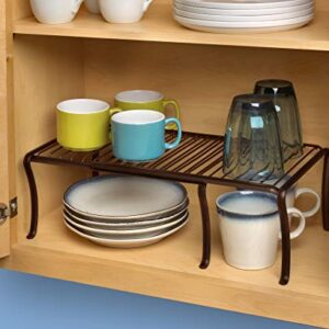 Spectrum Diversified Ashley Shelf Sturdy Steel Wire Storage Shelf & Cabinet Organizer, Expands to Fit Kitchen & Bathroom Cabinets, Rust-Resistant Finish, Bronze