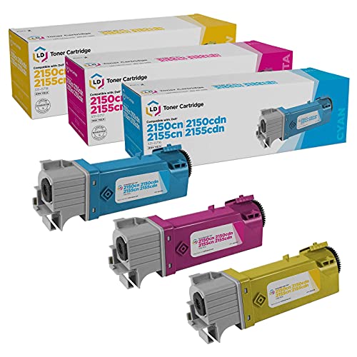 LD Compatible Dell 331-0716, 331-0717, 331-0718 Set of 3 Color Toner Cartridges: 1 Cyan, 1 Magenta and 1 Yellow for use in Dell 2150cdn, 2150cn, 2155cdn & 2155cn Printers