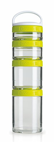 BlenderBottle GoStak Twist n' Lock Storage Jars, 4-Piece Starter Pak, Green