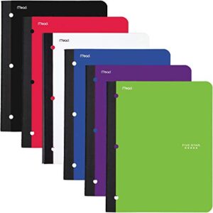 five star bound notebook with pocket, 1 subject, college ruled paper, 80 sheets, 11" x 8-1/2", color selected for you, 1 count (09294)