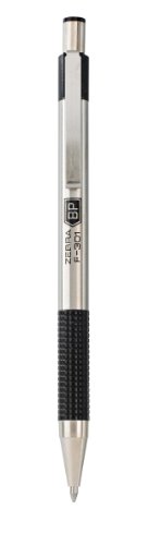 Zebra Pen F-301 1 mm Stainless Steel Ballpoint Pen - Black (Pack of 2), 1050