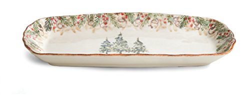 Arte Italica Natale Rectangular Tray, Cream