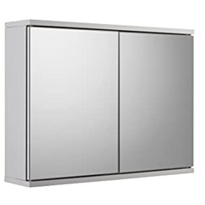 Croydex WC257022AZ Simplicity Double Door Mirrored Medicine Cabinet with Magnetic Push Catch Opening, White