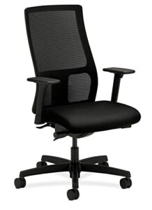 hon ignition series mid-back work chair - mesh computer chair for office desk, black (hiwm2)