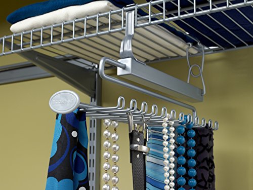 ClosetMaid 78060 Sliding Tie & Belt Rack for Wire Shelving, Satin Chrome, 7x4.5x15.5 inch