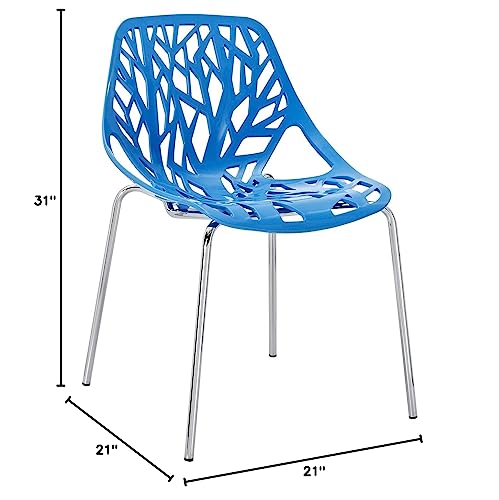 Modway Stencil Modern Stacking Kitchen and Dining Room Chair in Blue