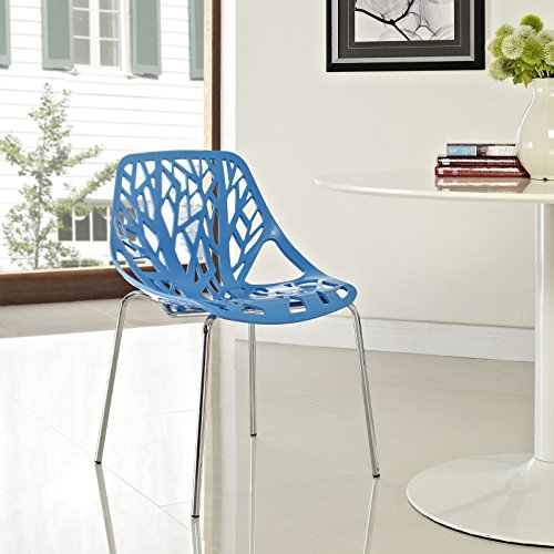 Modway Stencil Modern Stacking Kitchen and Dining Room Chair in Blue