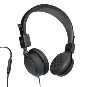 jlab audio intro premium on-ear headphones, with universal mic (black)